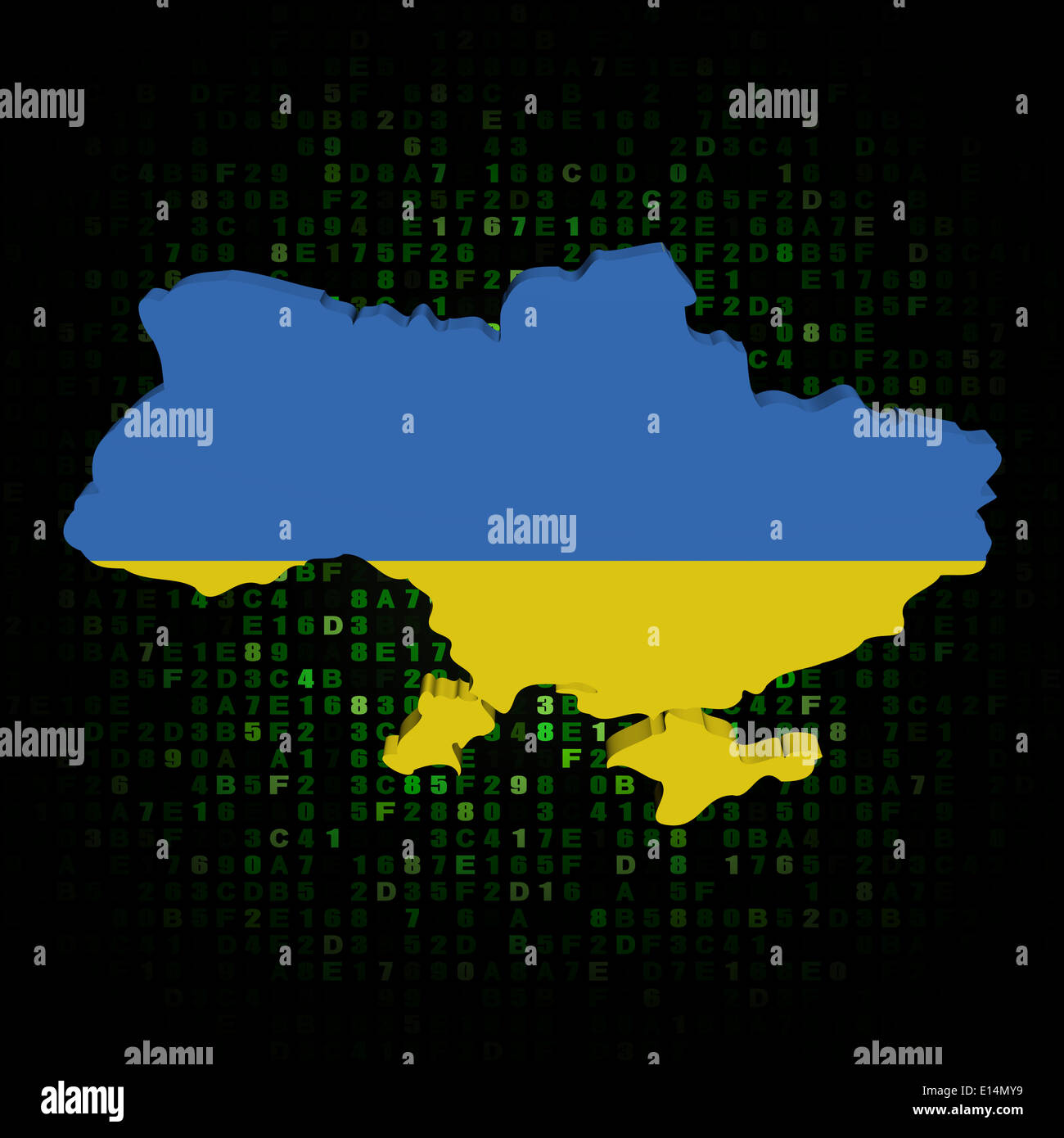 Ukraine map flag on hex code illustration Stock Photo - Alamy
