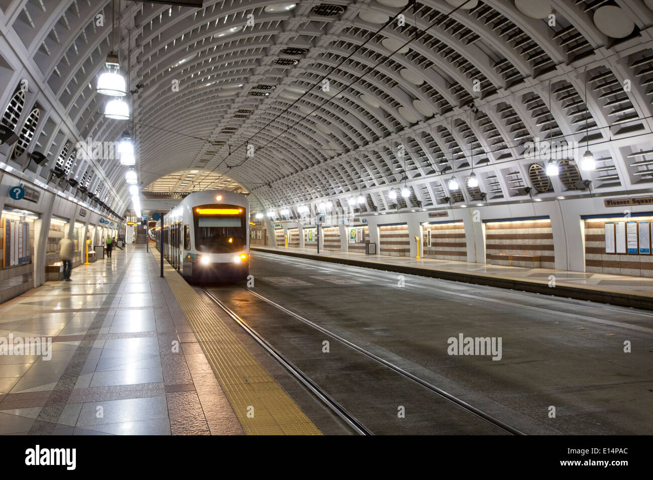 Train pulling into station, Seattle, Washington, United States Stock ...