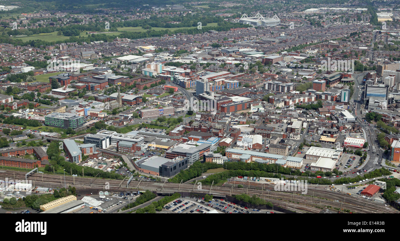 aerial view of the Lancastrian town/city of Preston skyline Stock Photo ...