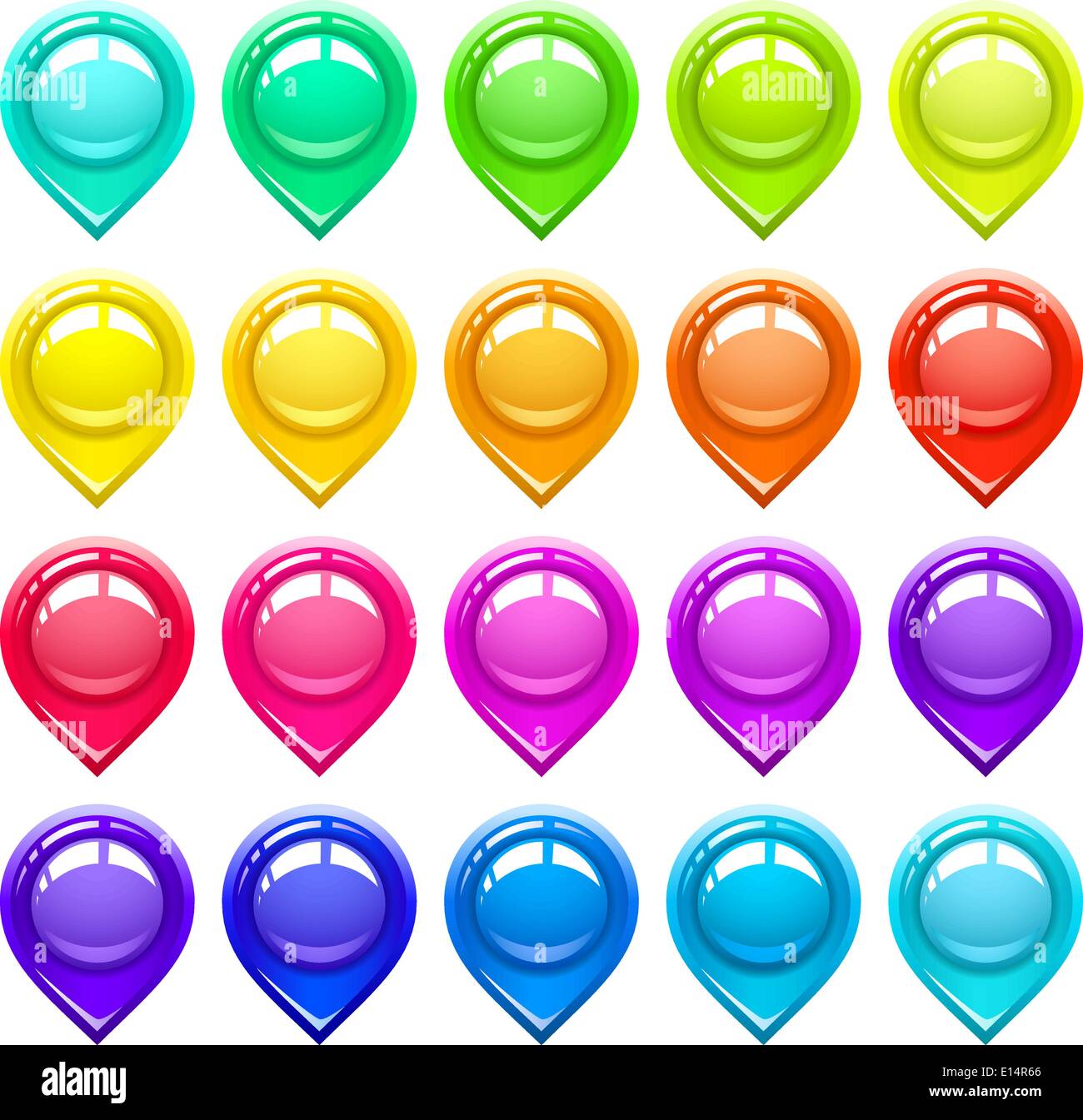 Abstract pointers location for the map. There are different colors in ...