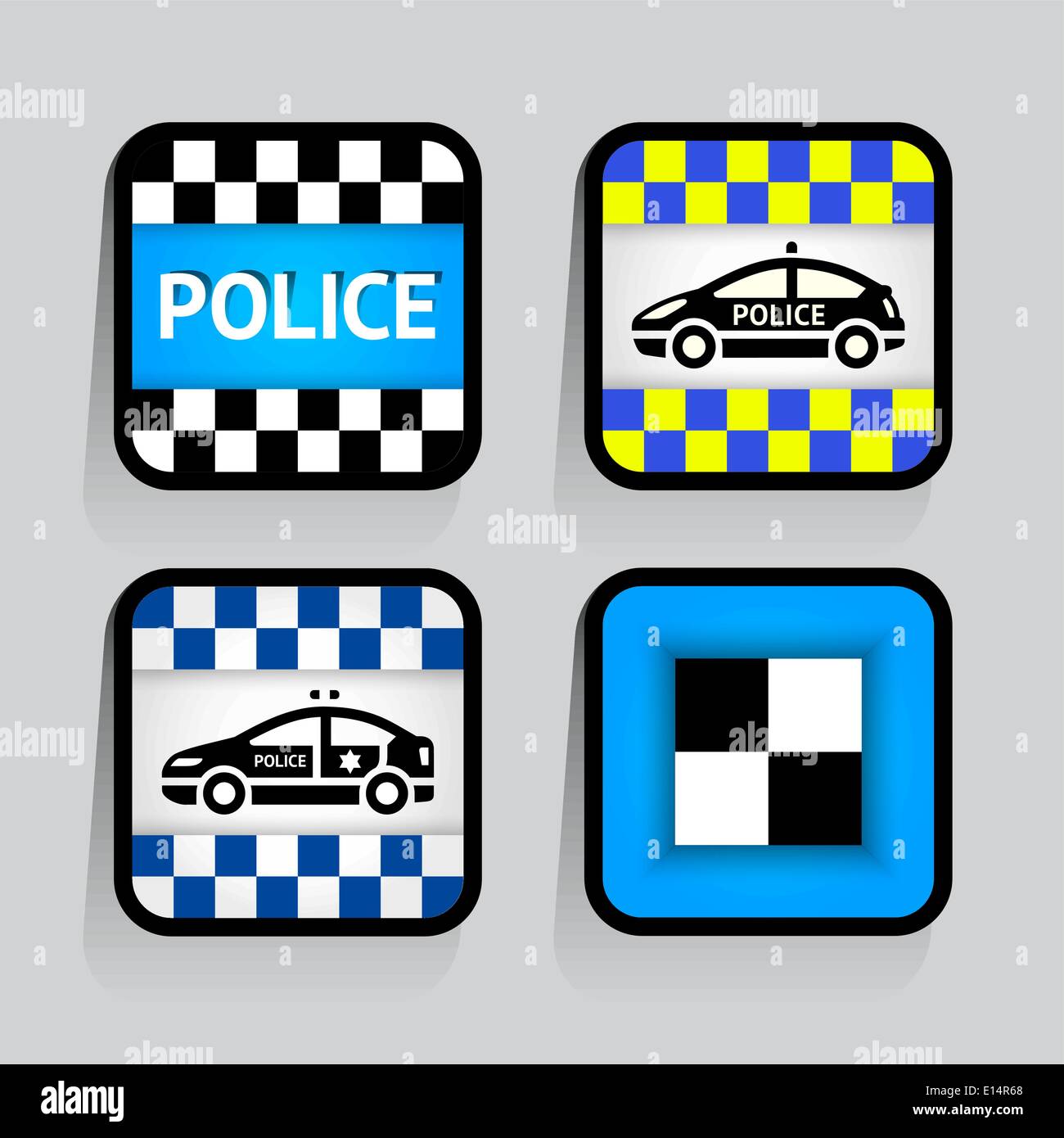 Police - set stickers square on the gray background, vector ...