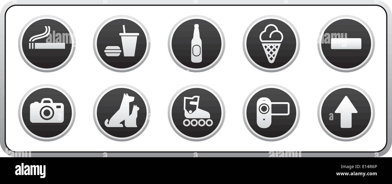 Prohibited Signs round sticker black, vector Stock Vector Image & Art ...