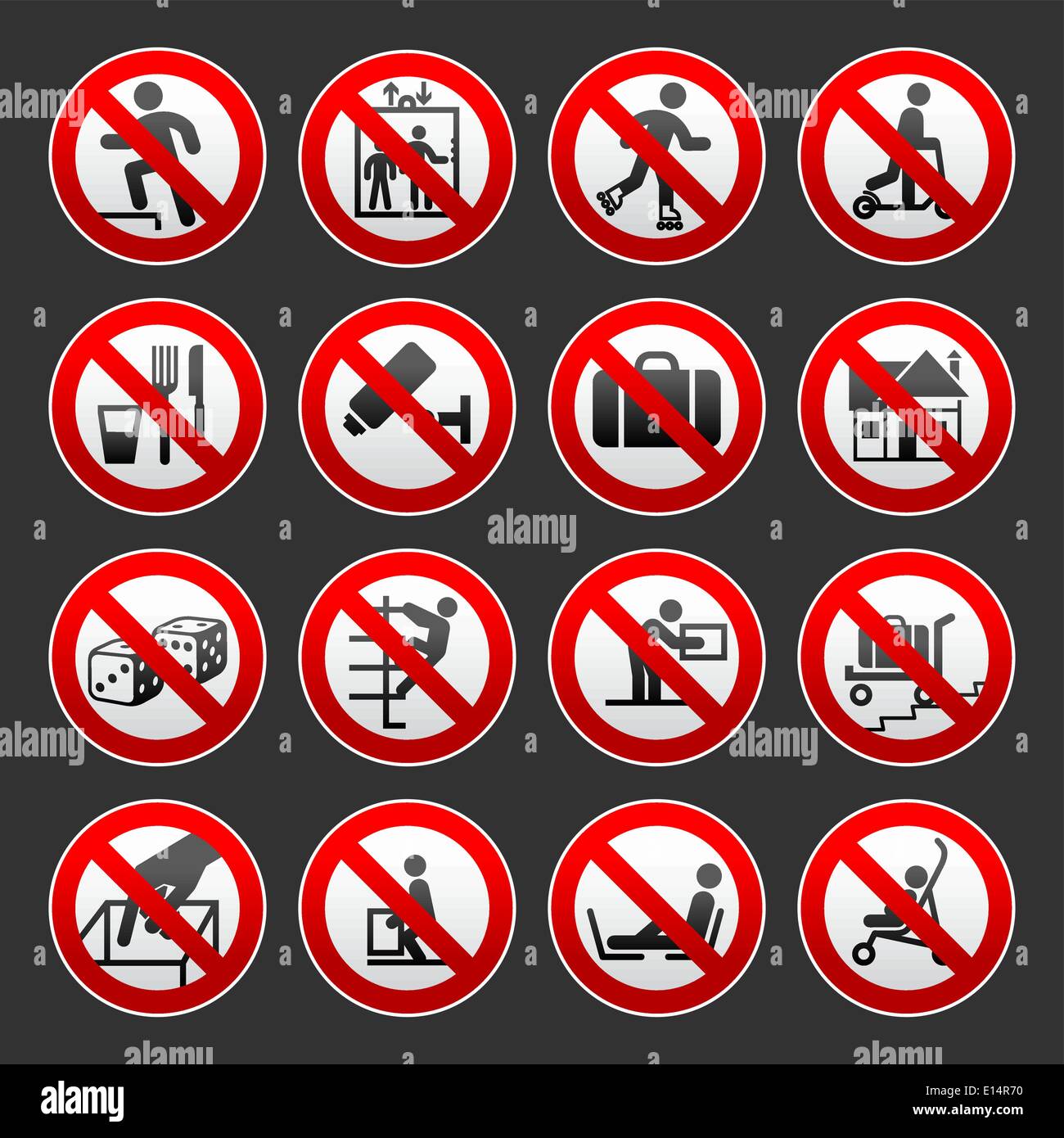 Prohibited signs, gray background Stock Vector Image & Art - Alamy