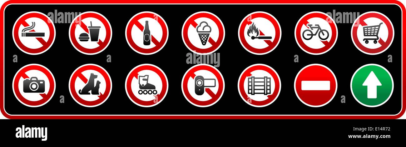 Prohibited Signs. Sticker for supermarkets Stock Vector Image & Art - Alamy