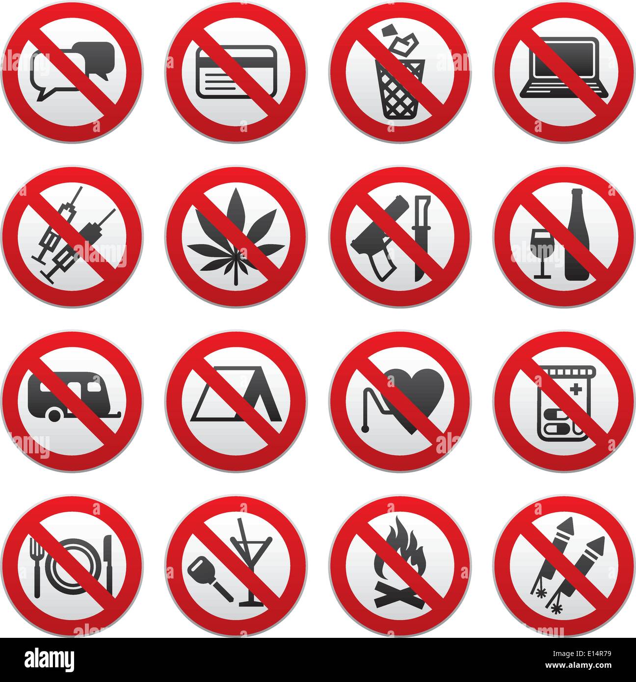 Simple Prohibited Signs Set on white background Stock Vector Image ...