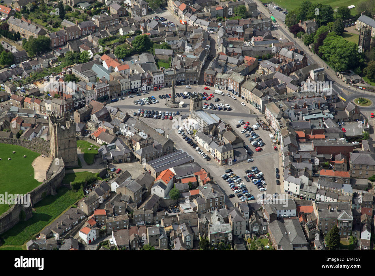 aerial view of the North Yorkshire market town of Richmond with its ...