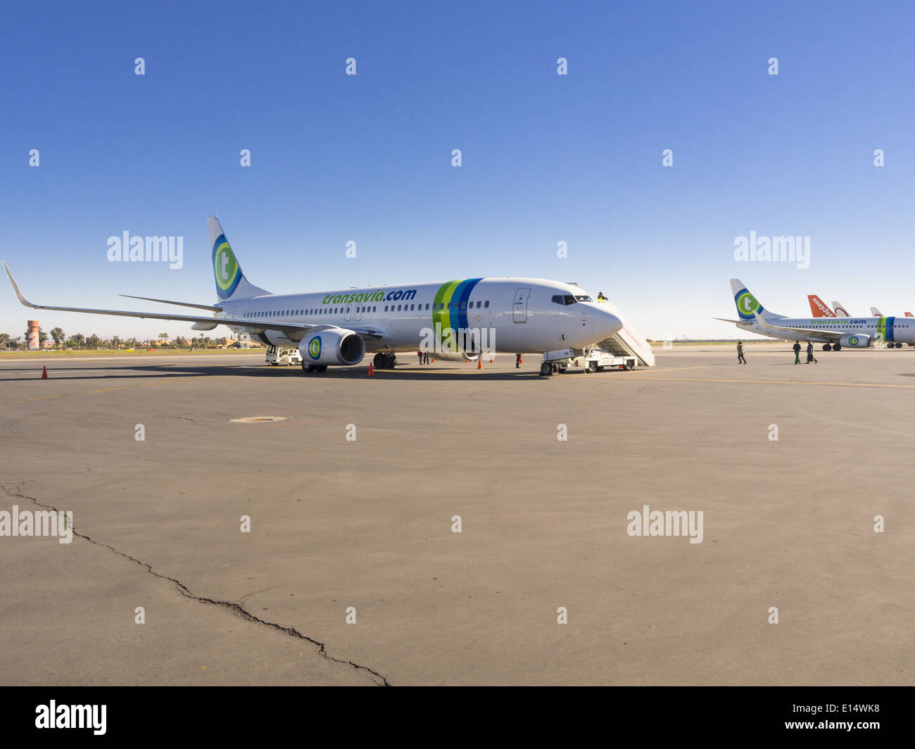 Morocco, Marrakech, Airplane on runway Stock Photo - Alamy