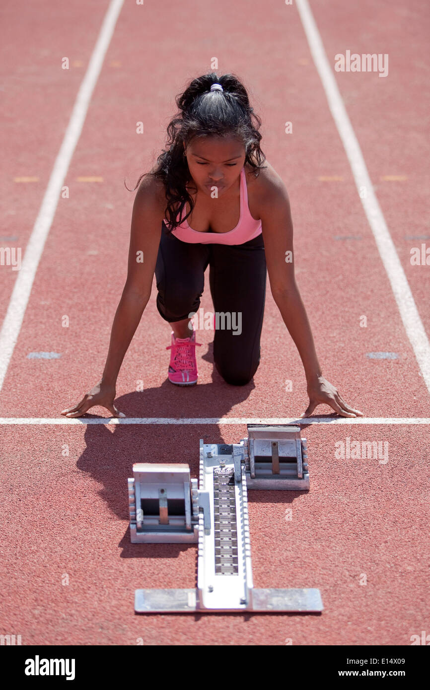 Athletes starting blocks hi-res stock photography and images - Alamy