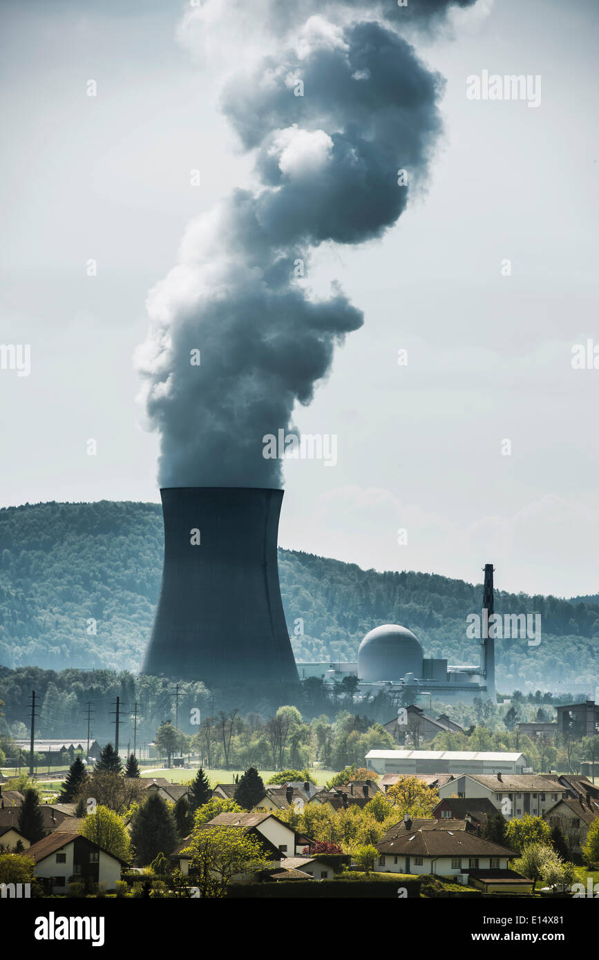 Leibstadt Nuclear Power Plant and village, Leibstadt, Canton of Aargau ...