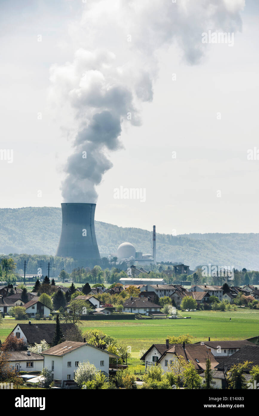 Leibstadt Nuclear Power Plant and village, Leibstadt, Canton of Aargau ...