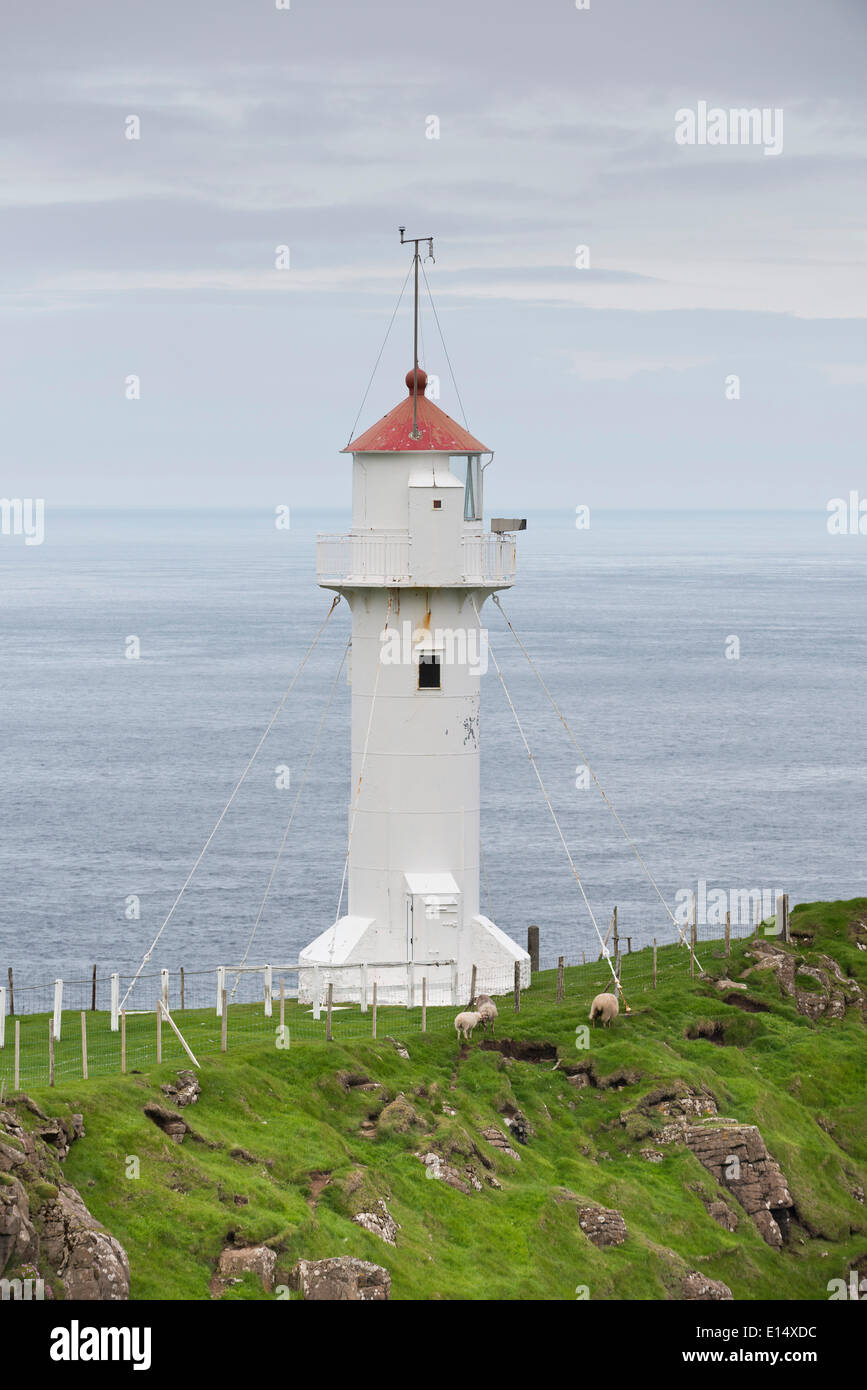 Lighthouse, Akraberg, the southernmost point of Suðuroy, Faroe Islands ...
