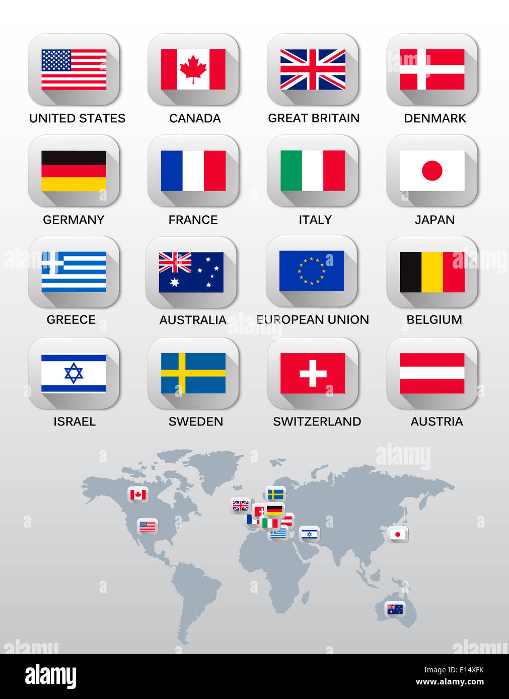 Flags of different countries. Vector Stock Photo - Alamy