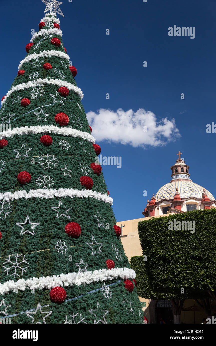 Giant Christmas tree in Jardin Guerrero, a historic plaza, in Queretaro ...