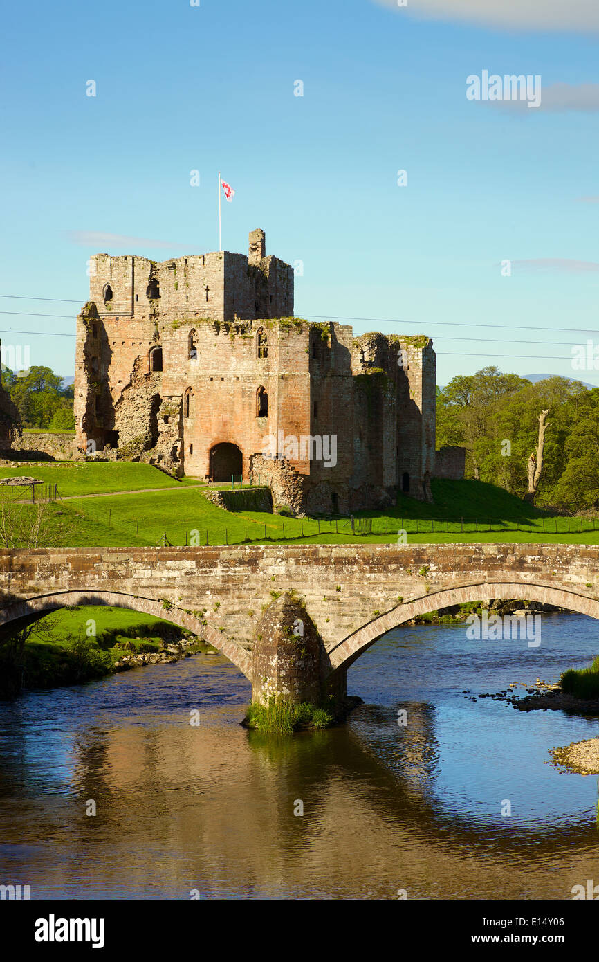 Brougham Castle and a bridge over the River Eamount near Penrith ...