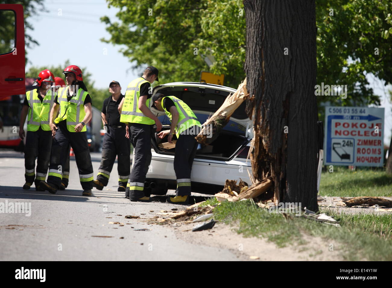 Gdansk, Poland 22nd May 2014 Tragic car accident in Gdansk . The BMW ...
