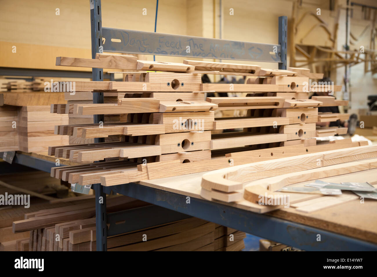 Ash wooden parts for the chassis of a car being built at the Morgan ...