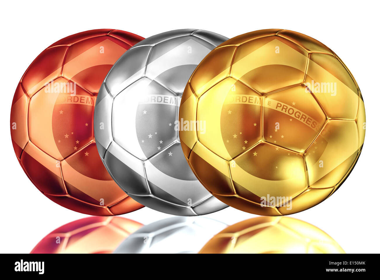 Gold silver and bronze brazilian soccer ball Stock Photo - Alamy