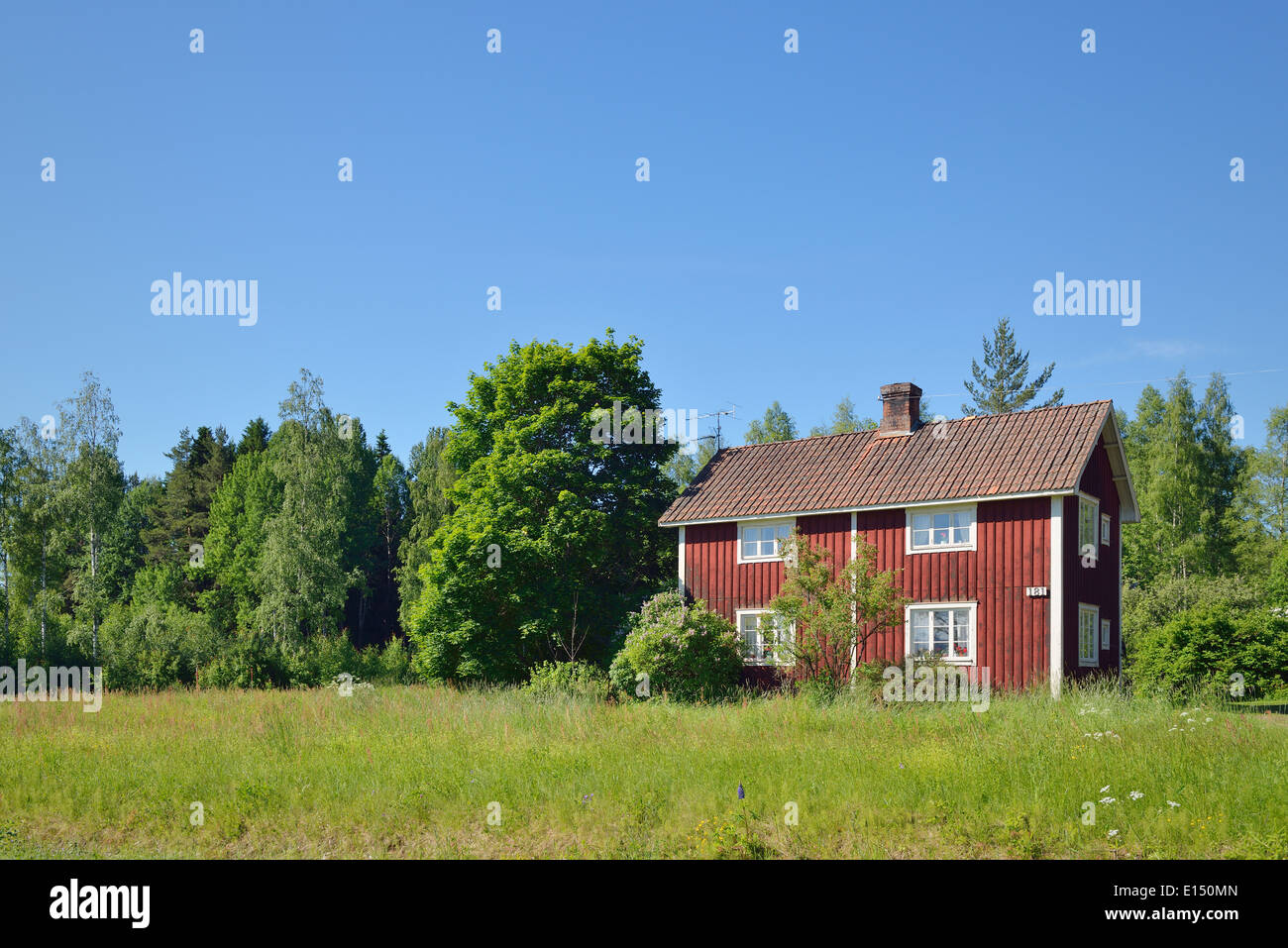 Sweden, Leksand, Typical red wooden house Stock Photo - Alamy