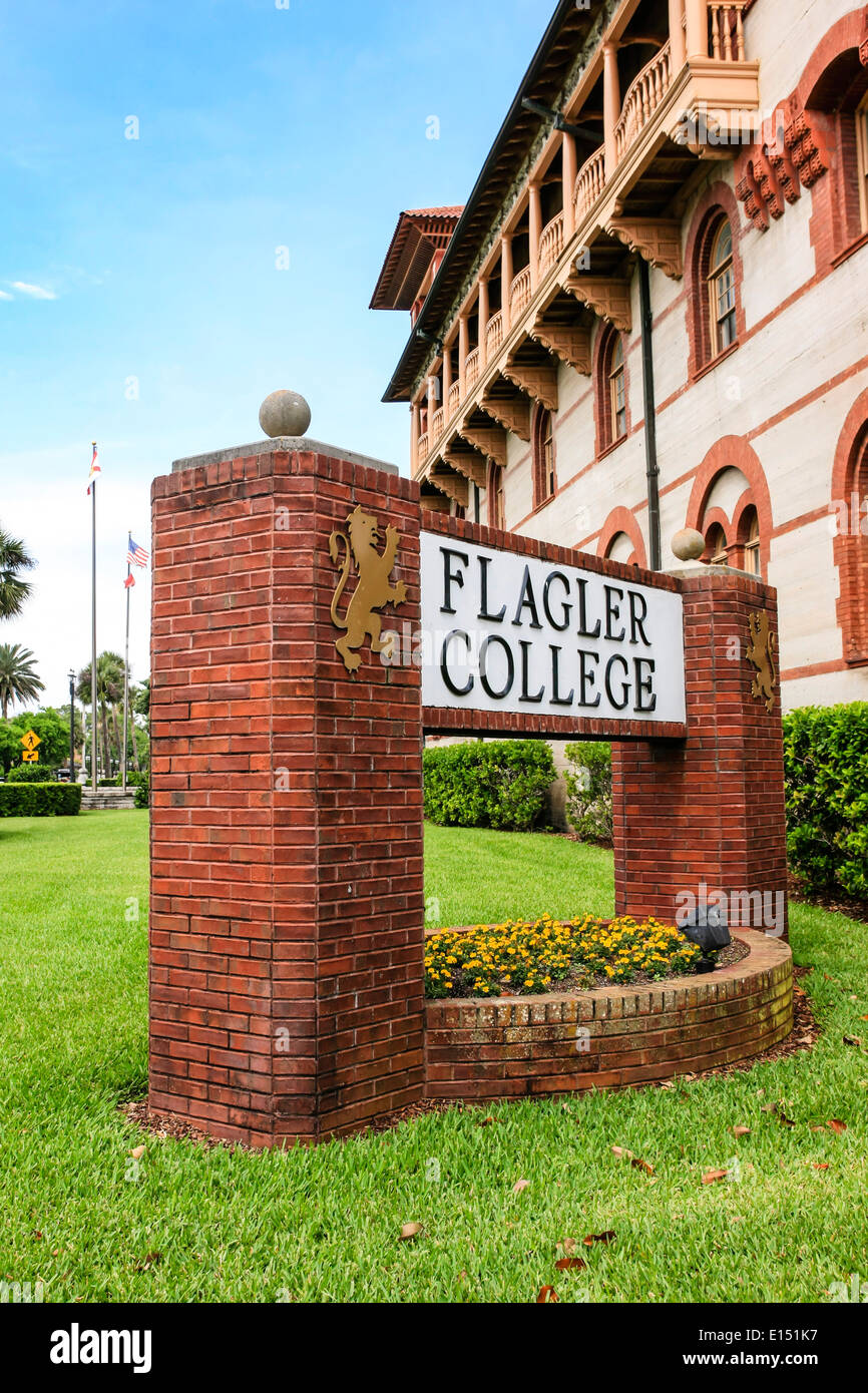Flagler College Sign in St. Augustine FL Stock Photo - Alamy