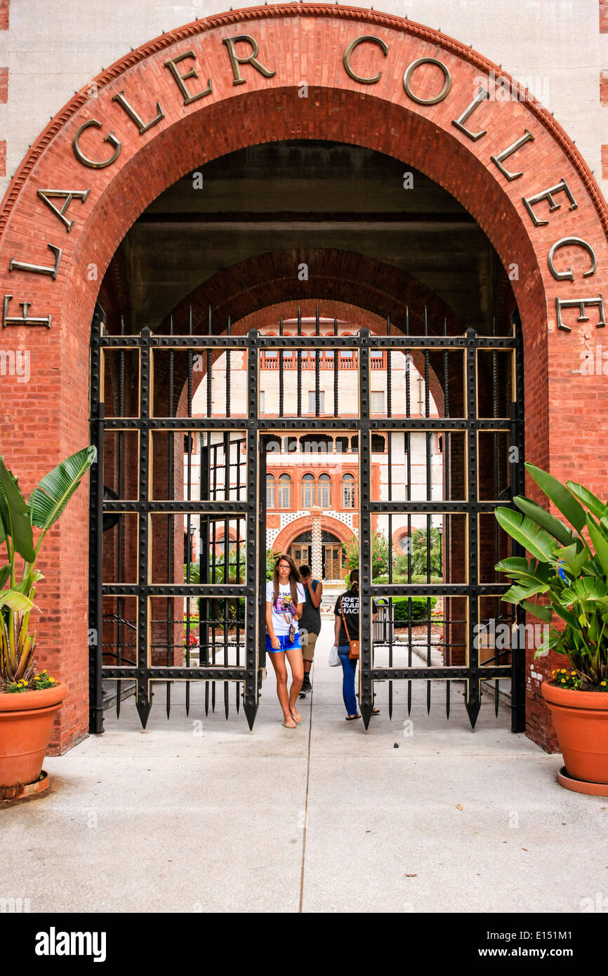Students come and go through the main entrance to the Flagler College ...