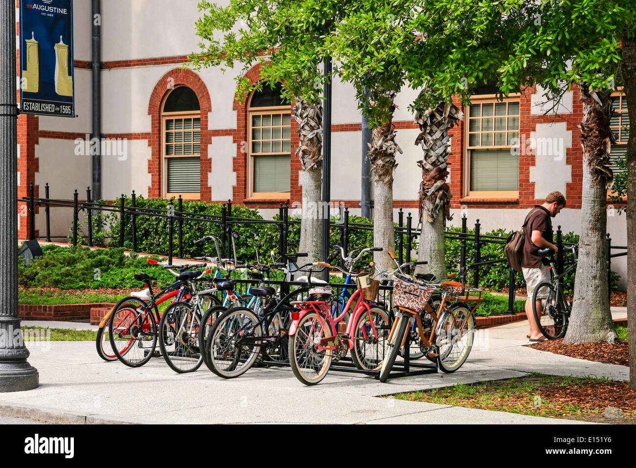 Bicycles outisde Proctor Library on the campus of Flagler College in St ...