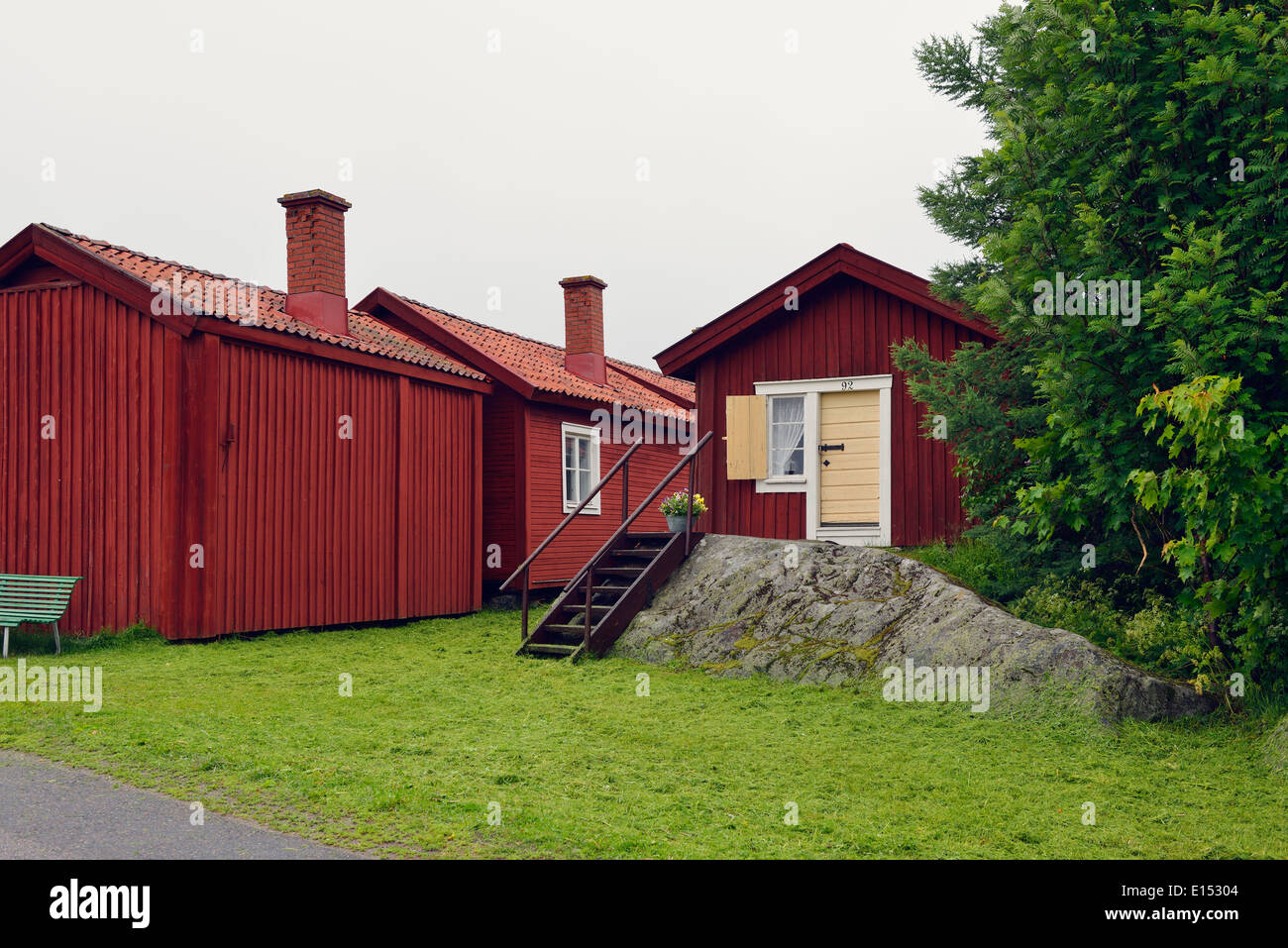 Sweden, Huts in church town Loevanger Stock Photo - Alamy