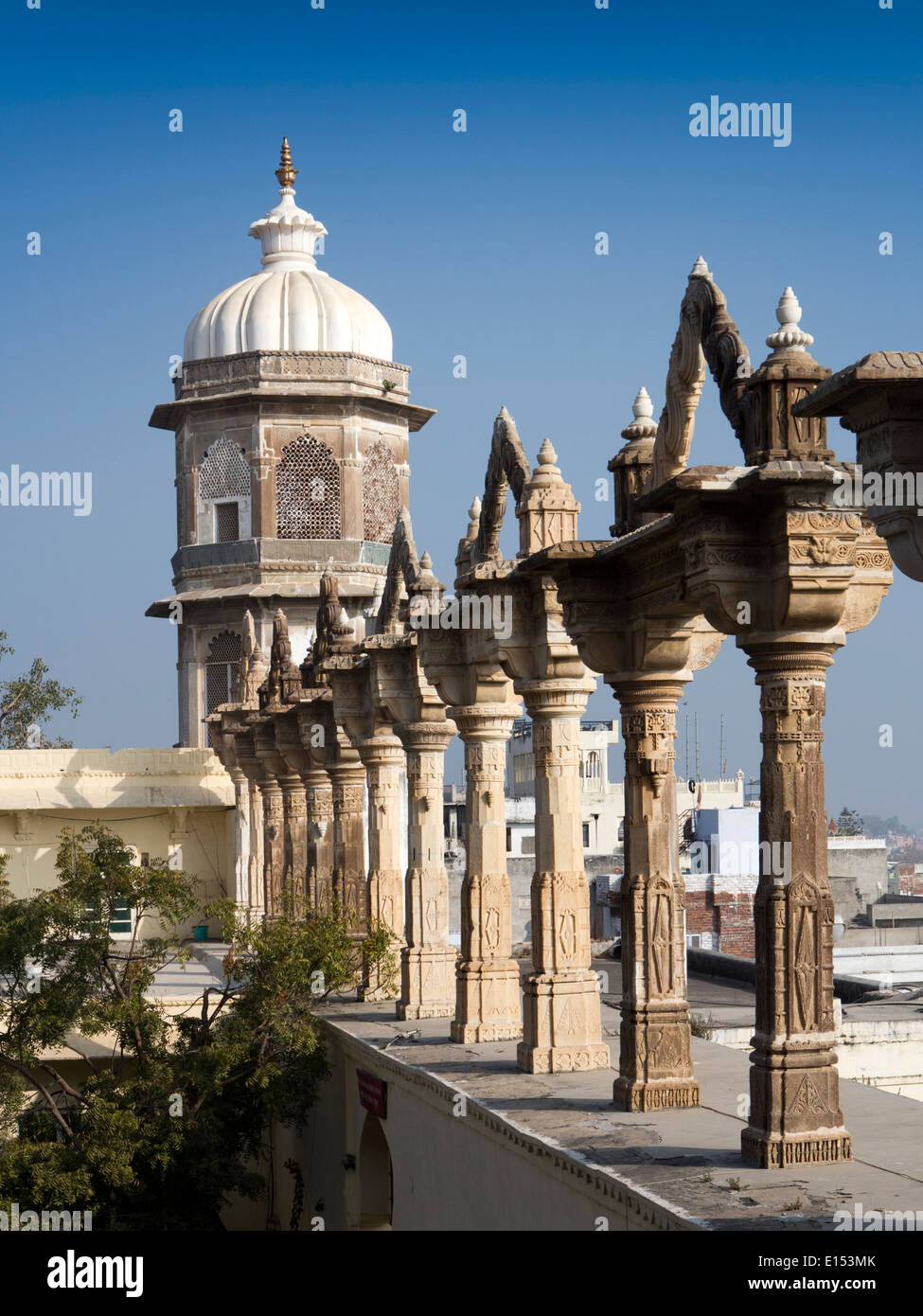 India, Rajasthan, Udaipur, City Palace, row of pillars and arches at ...