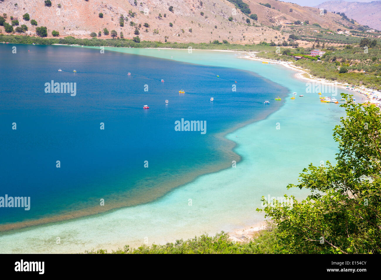 Freshwater lake in village Kavros in Crete island, Greece. Magical ...
