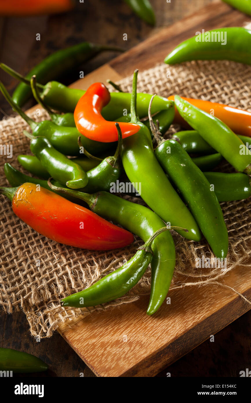 Organic Green Spicy Serrano Peppers on a Background Stock Photo - Alamy