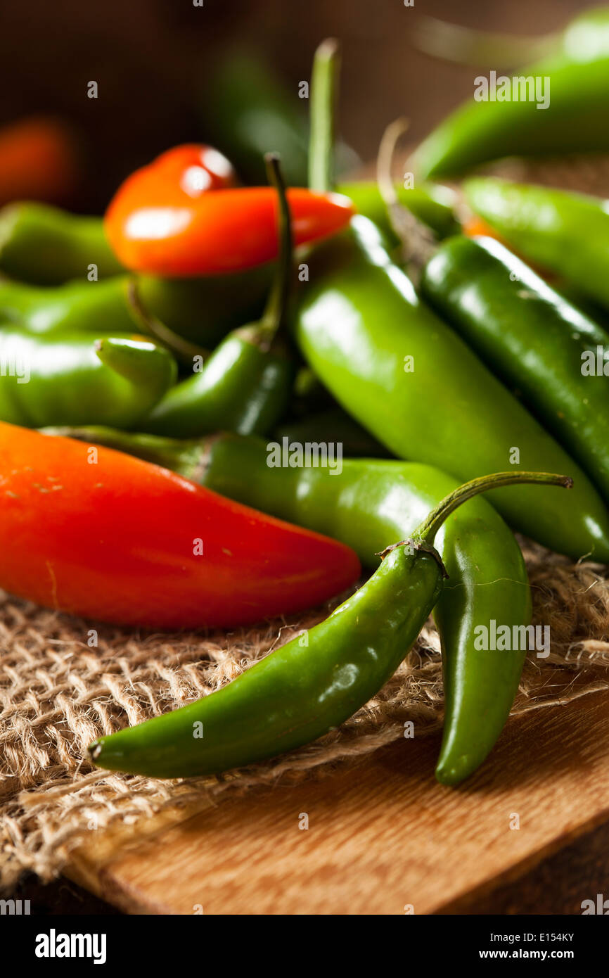 Organic Green Spicy Serrano Peppers on a Background Stock Photo - Alamy
