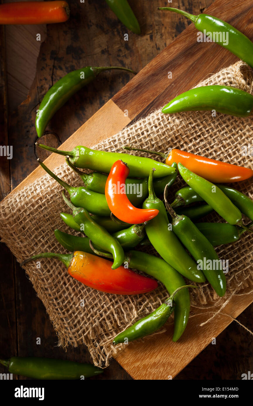 Organic Green Spicy Serrano Peppers on a Background Stock Photo - Alamy