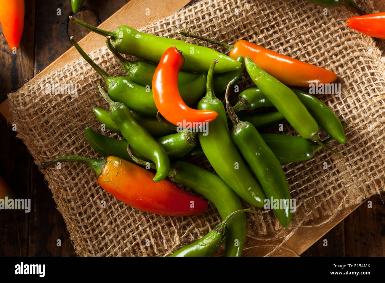 Organic Green Spicy Serrano Peppers on a Background Stock Photo - Alamy
