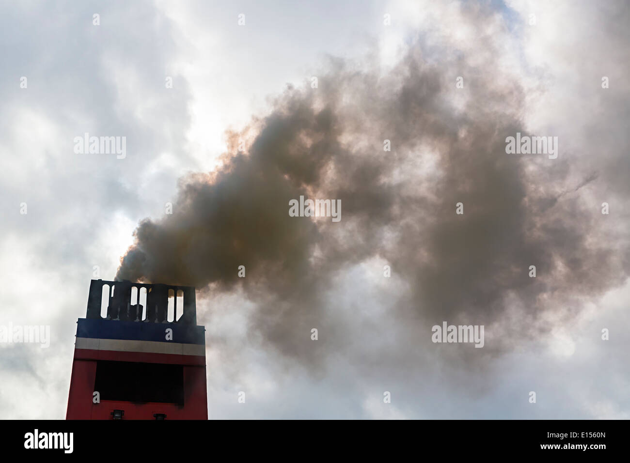 Dark smoke emitted from Irish ferry Stock Photo - Alamy
