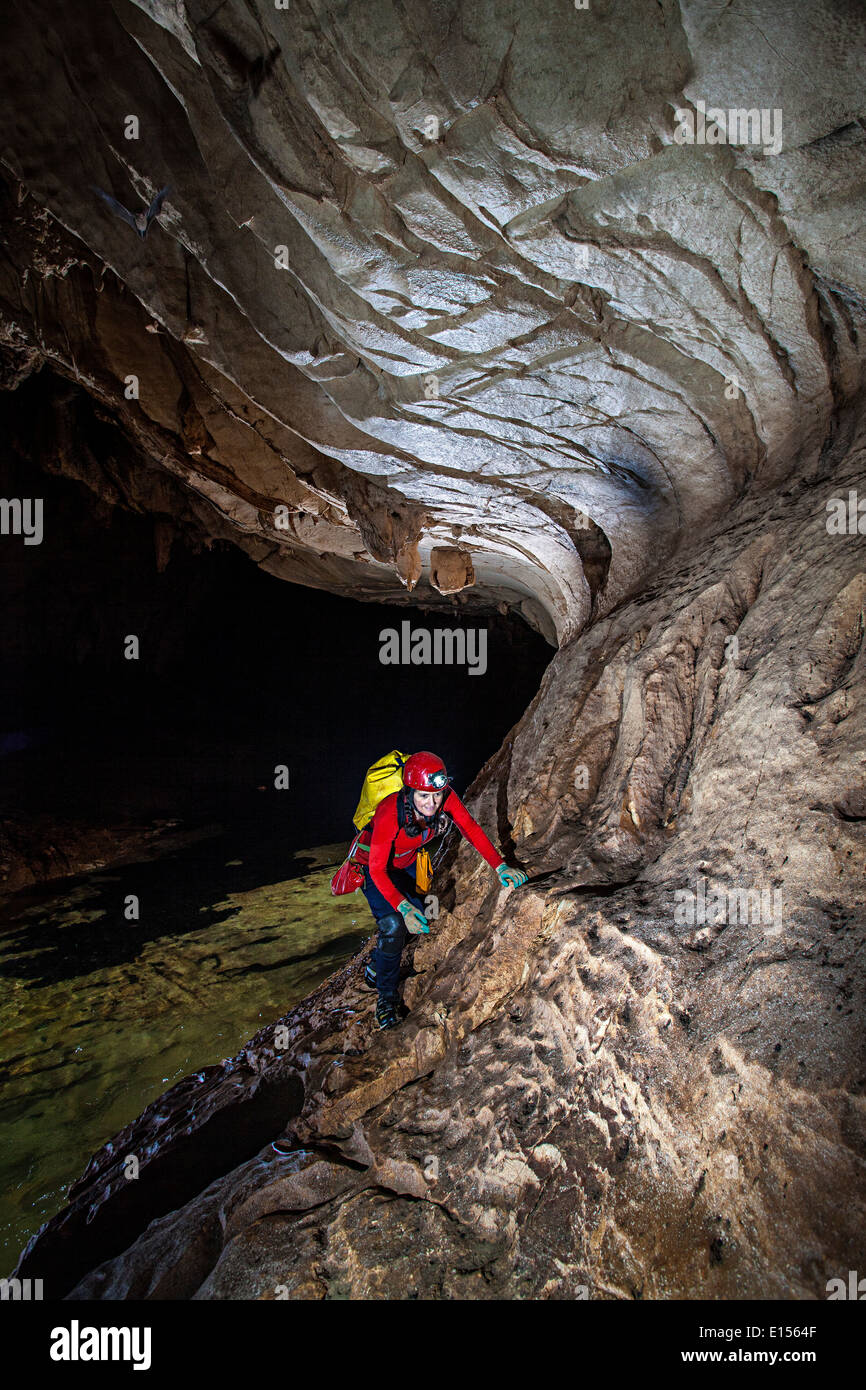 Caving in the Clearwater Cave streamway, Mulu, Malaysia Stock Photo - Alamy