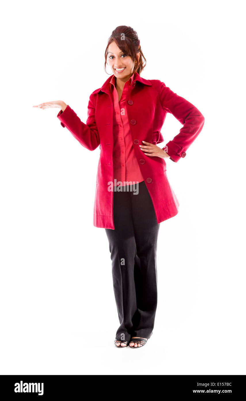 Indian young woman showing product hi-res stock photography and images ...