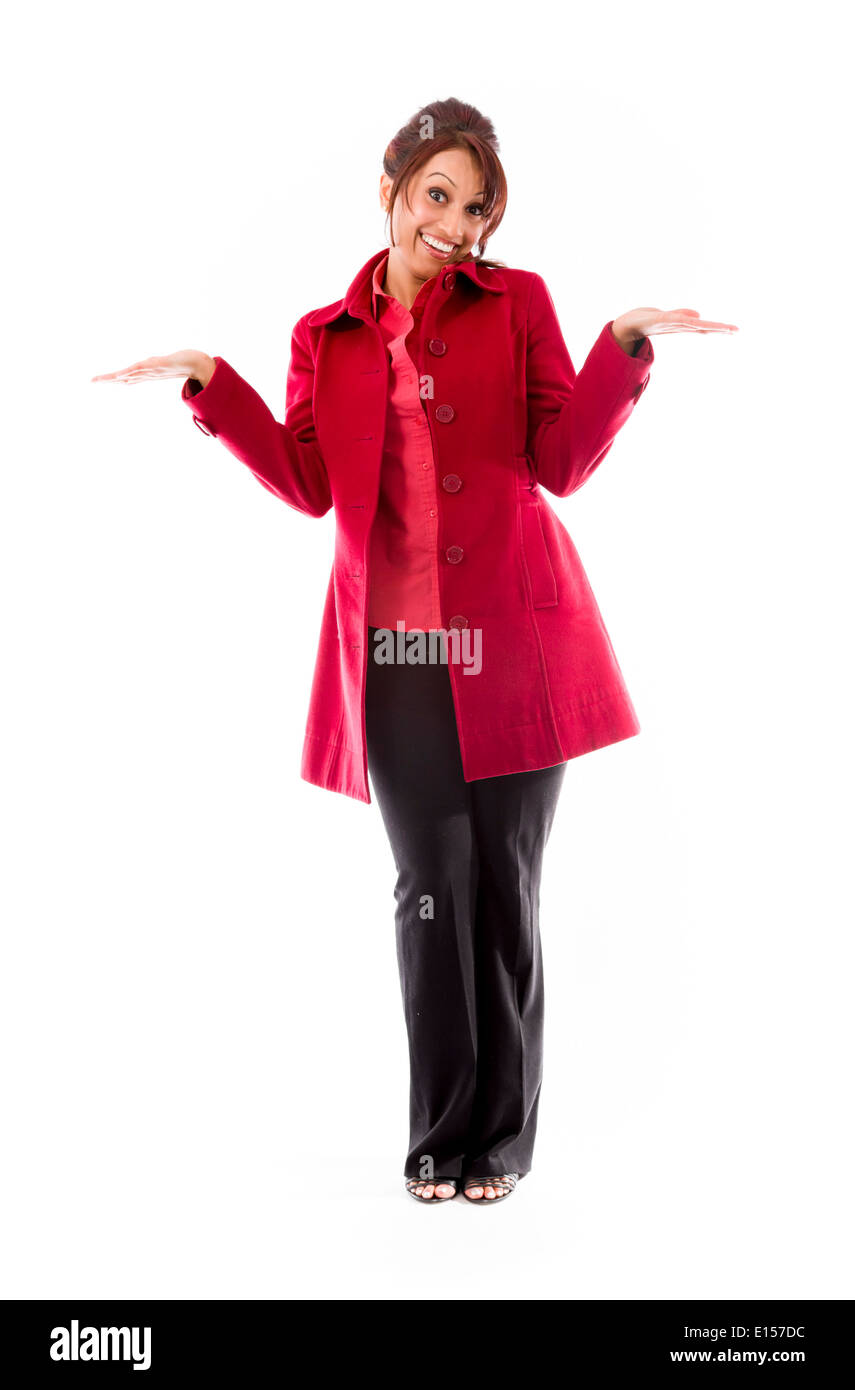 Indian young woman showing product hi-res stock photography and images ...