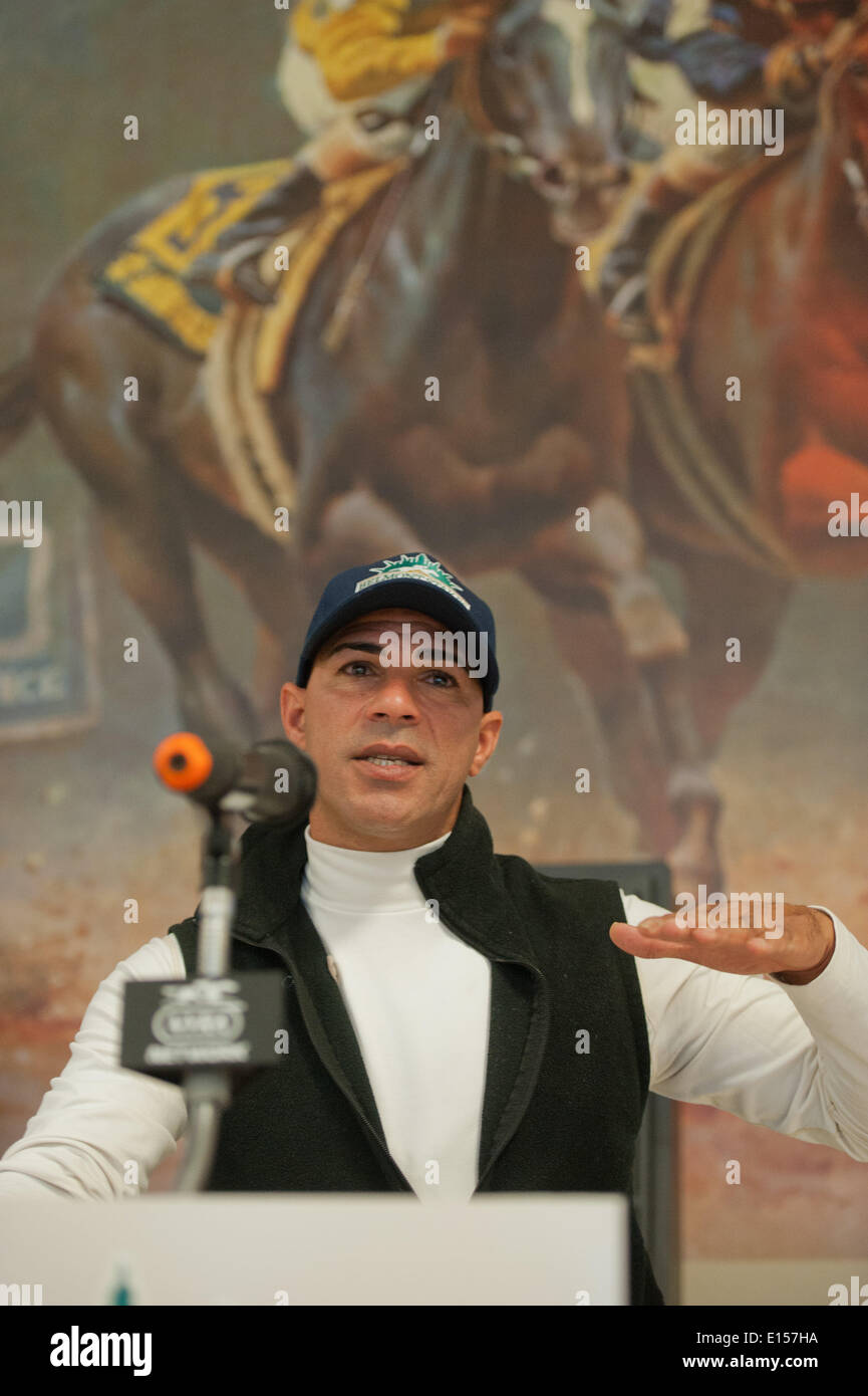 Elmont, New York, USA. 22nd May, 2014. Exercise rider WILLIE DELGADO ...