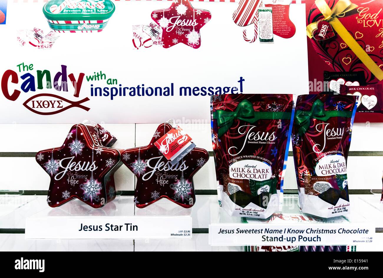 Chicago, Illinois, USA. 22nd May, 2014. Jesus-themed candy from ...