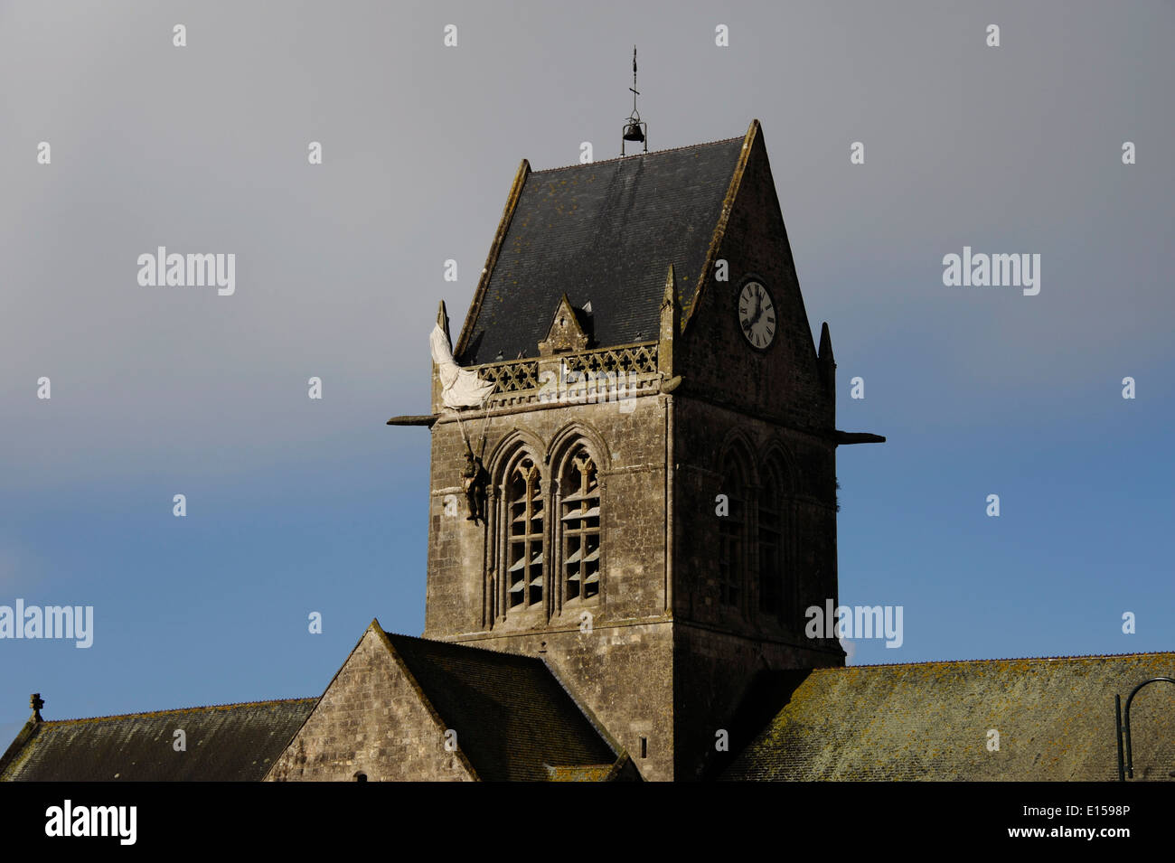 D-Day,Sainte-Mere-Eglise,Church with Parachute Memorial to John Steele ...