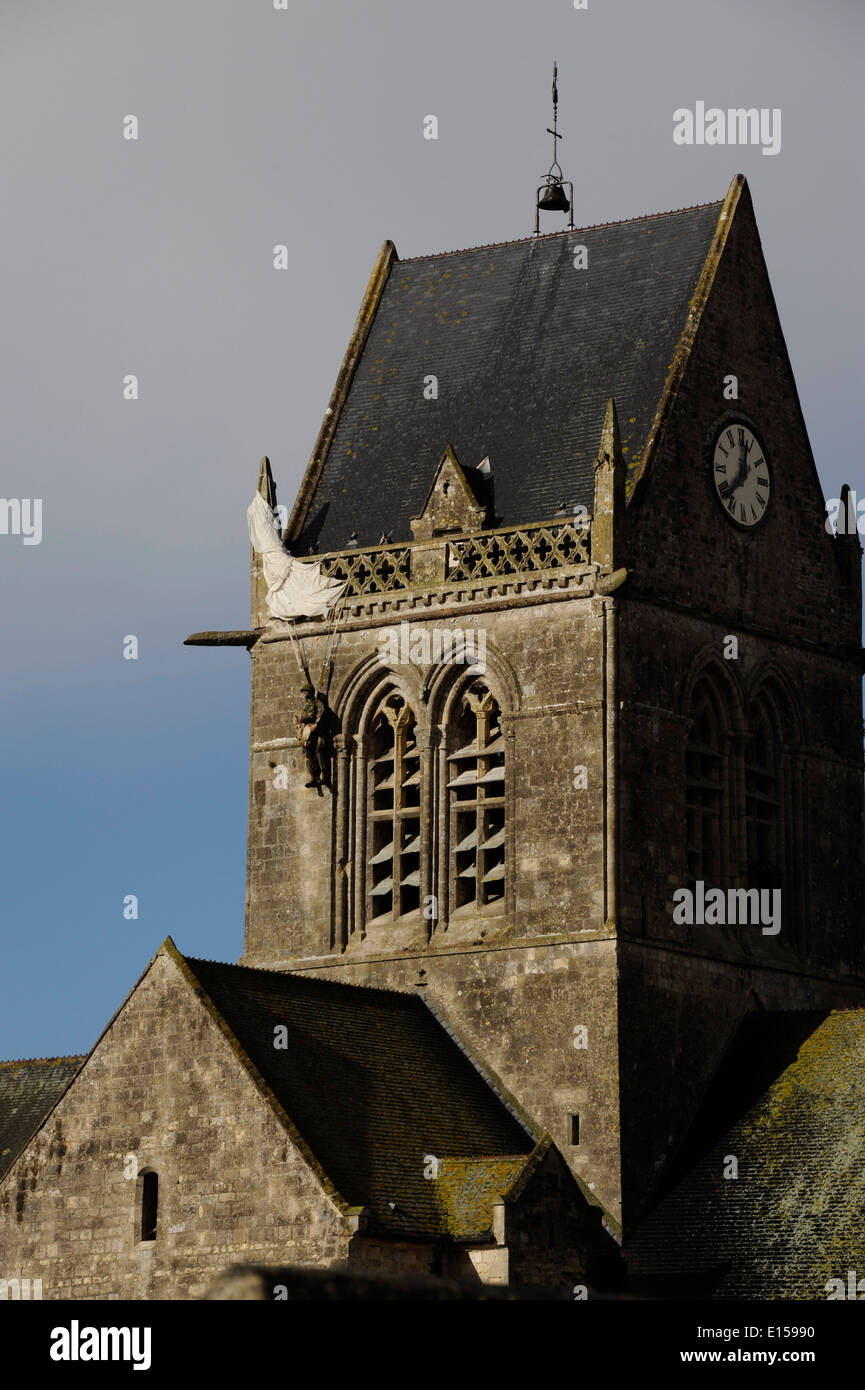 D-Day,Sainte-Mere-Eglise,Church with Parachute Memorial to John Steele ...