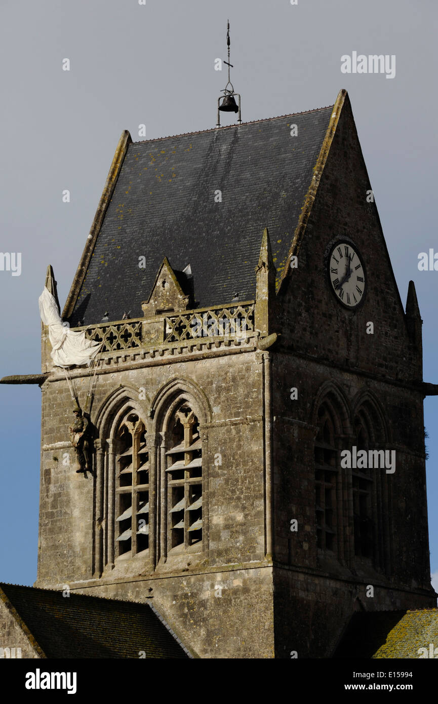 D-Day,Sainte-Mere-Eglise,Church with Parachute Memorial to John Steele ...