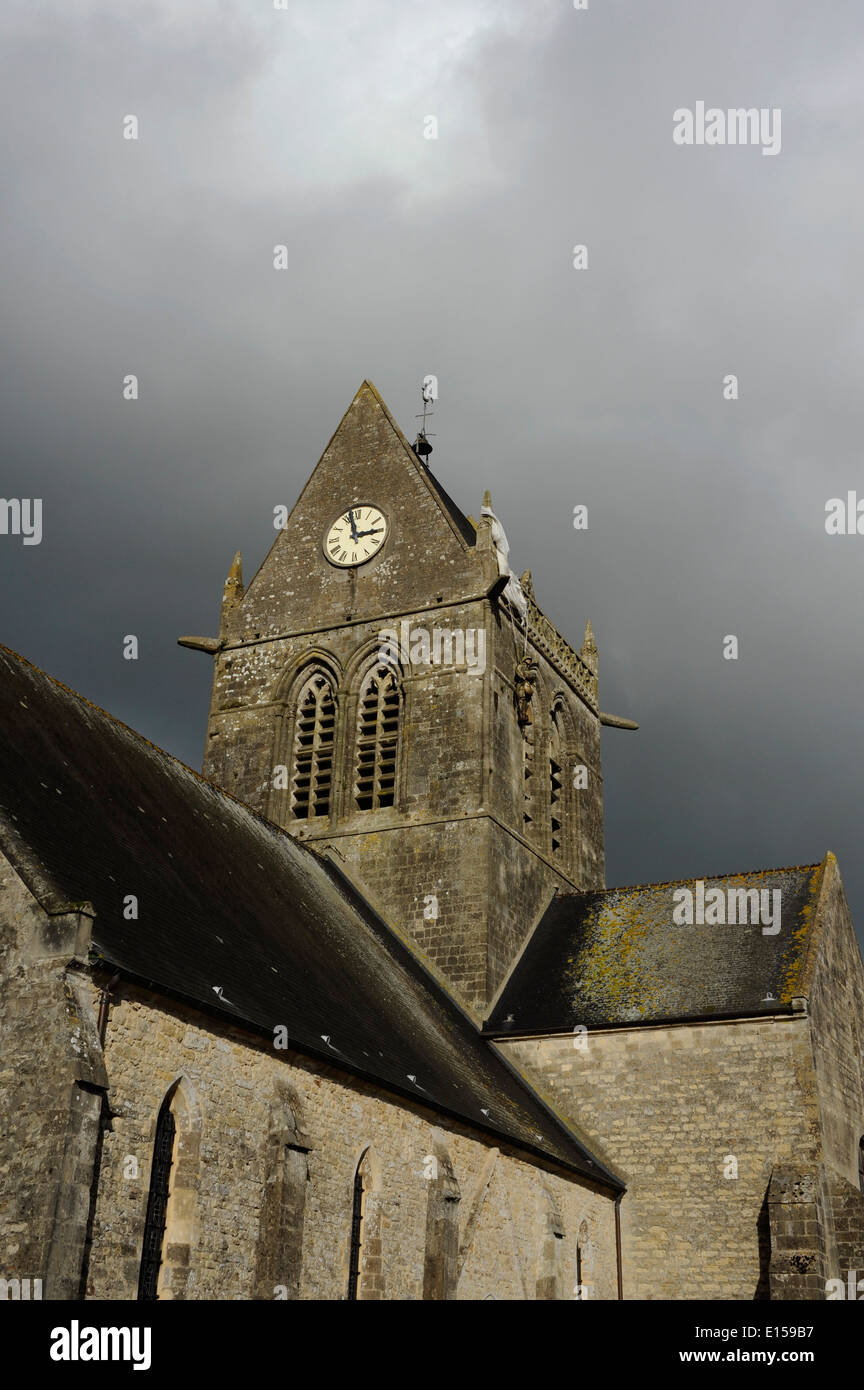 D-Day,Sainte-Mere-Eglise,Church with Parachute Memorial to John Steele ...
