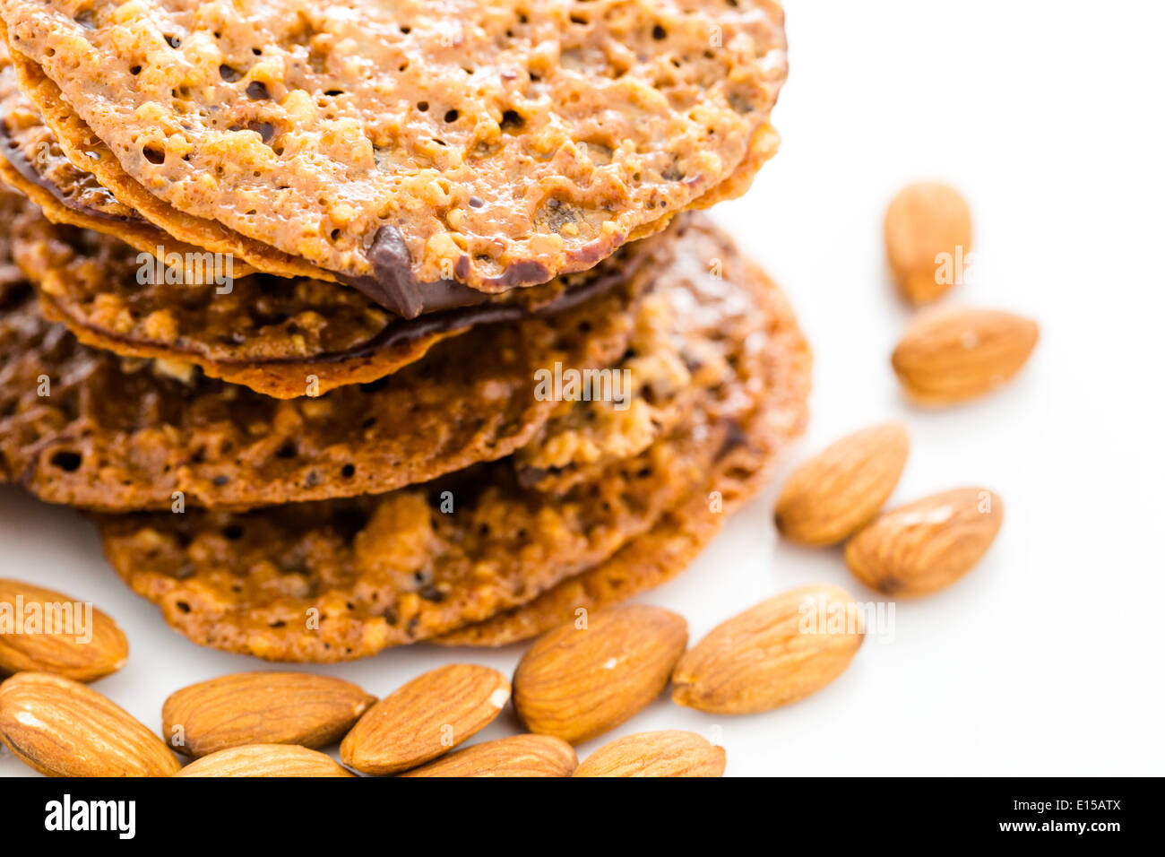 Gourmet almond lace cookies sandwitched with chocolate Stock Photo - Alamy
