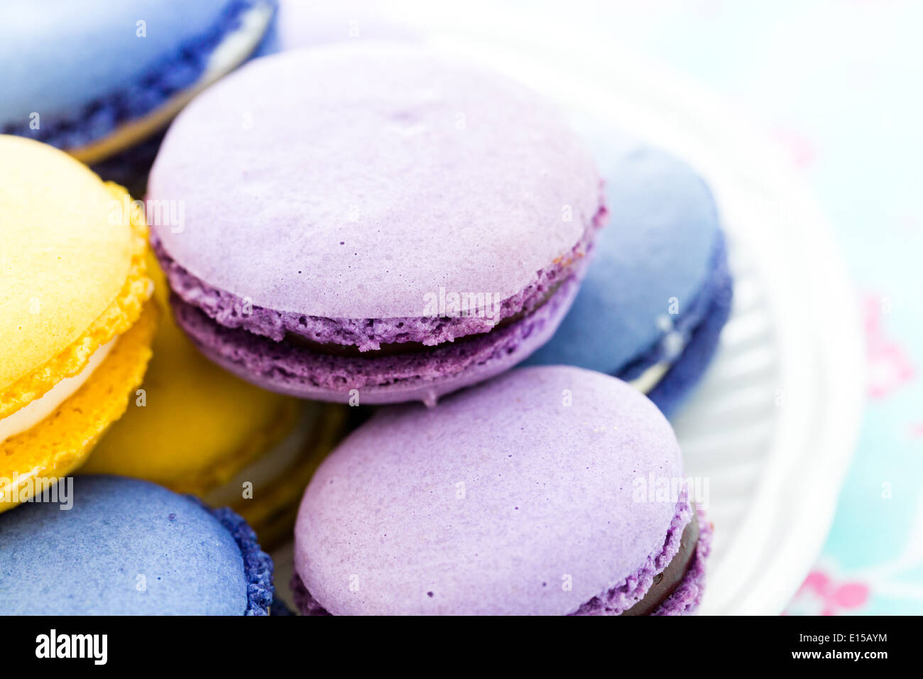 Gourmet small colorful French macarons with different flavors Stock ...