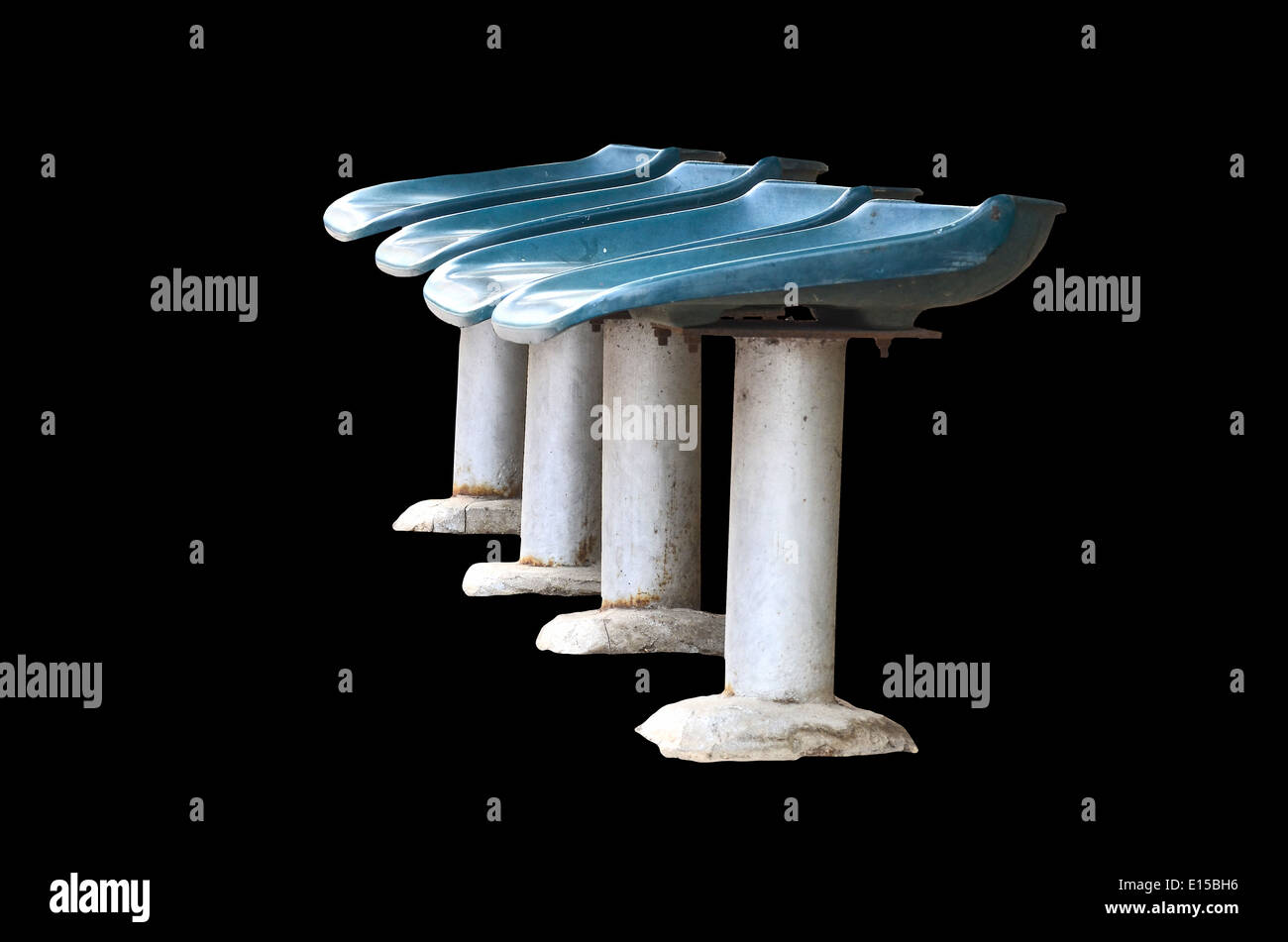bench at bus stop on black background Stock Photo - Alamy