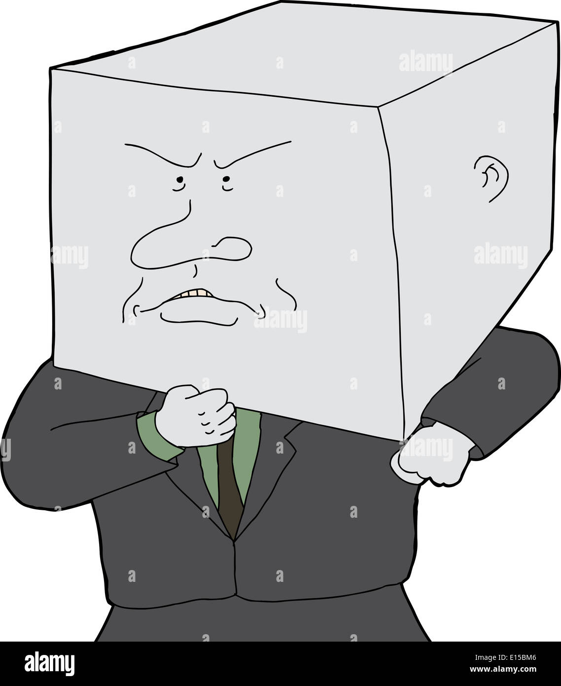 Stubborn business person with block head cartoon Stock Photo - Alamy