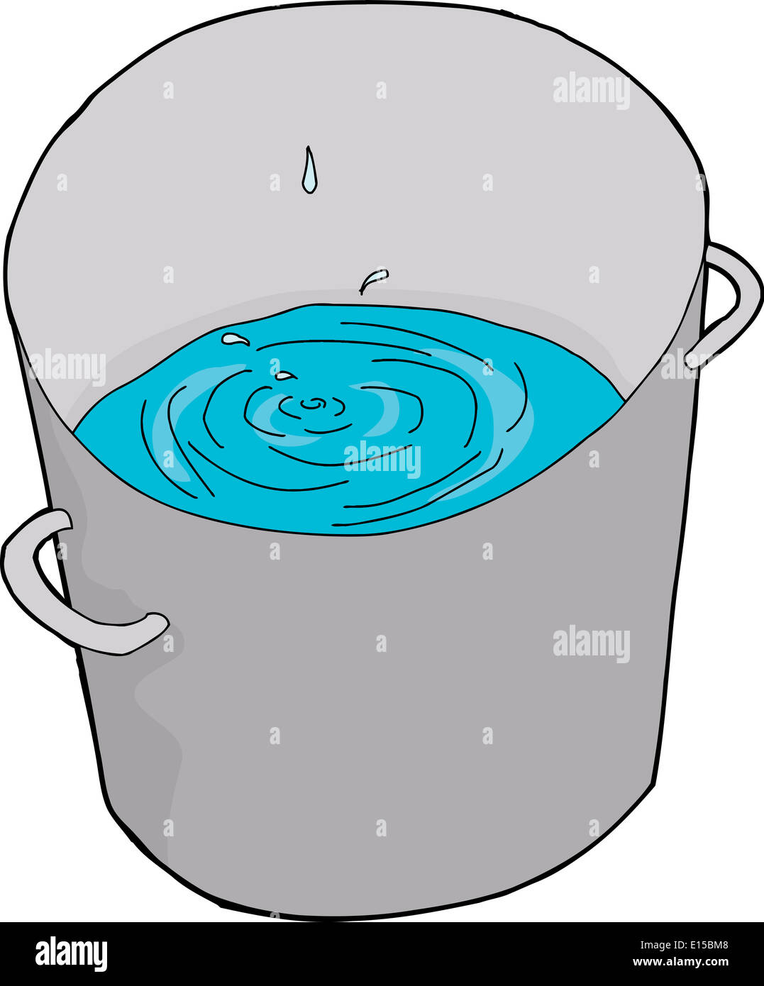 Water dripping into a steel bucket over white background Stock Photo ...