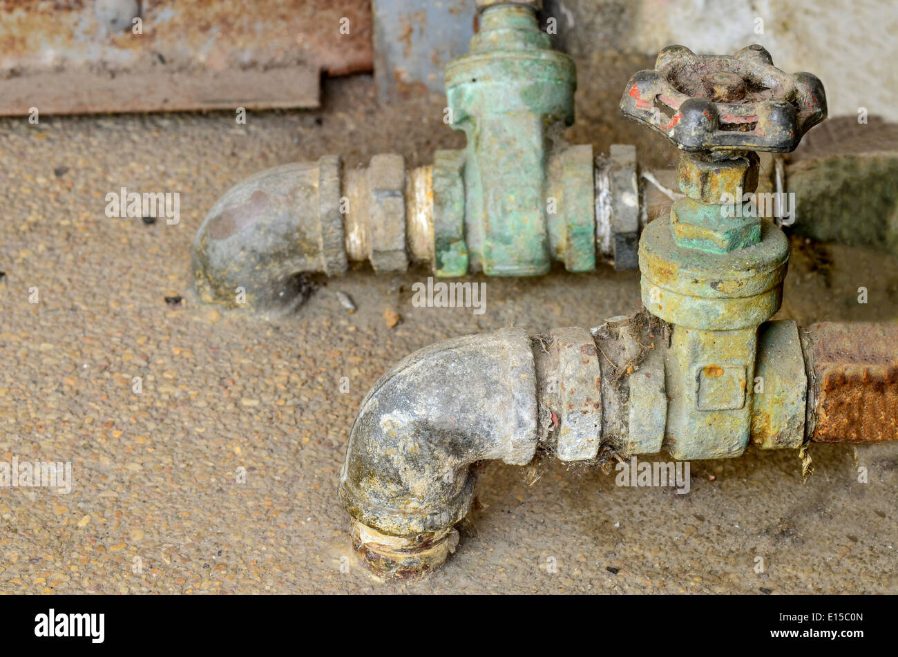 old rusty water valves Stock Photo - Alamy