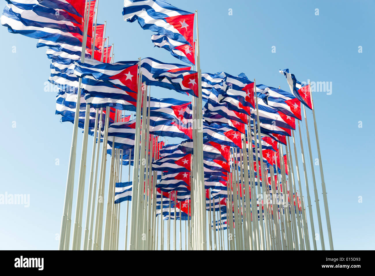 Group of cuban flags in the wind Stock Photo - Alamy