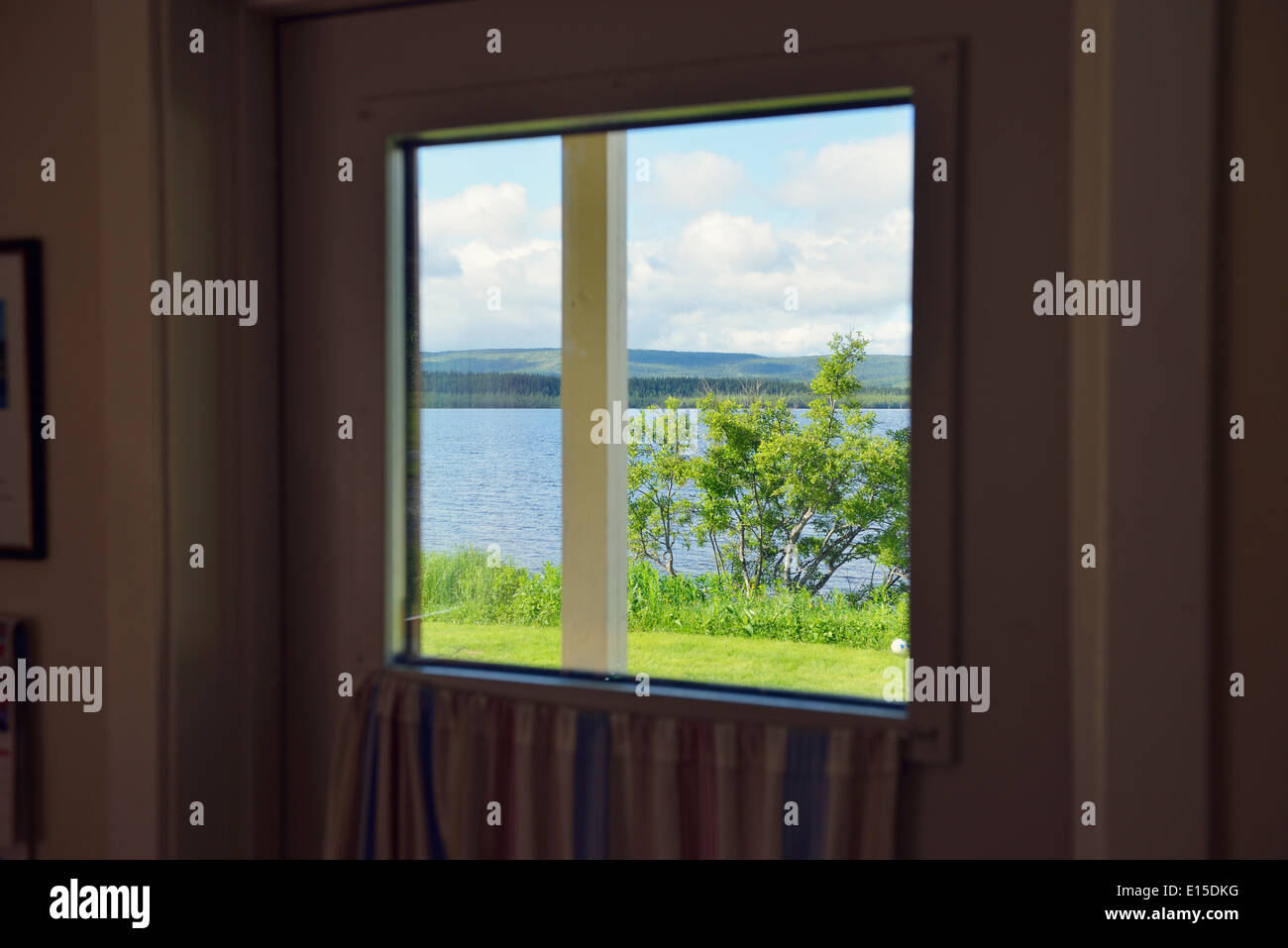 Sweden, Gaeddede, Look through window to a lake Stock Photo - Alamy